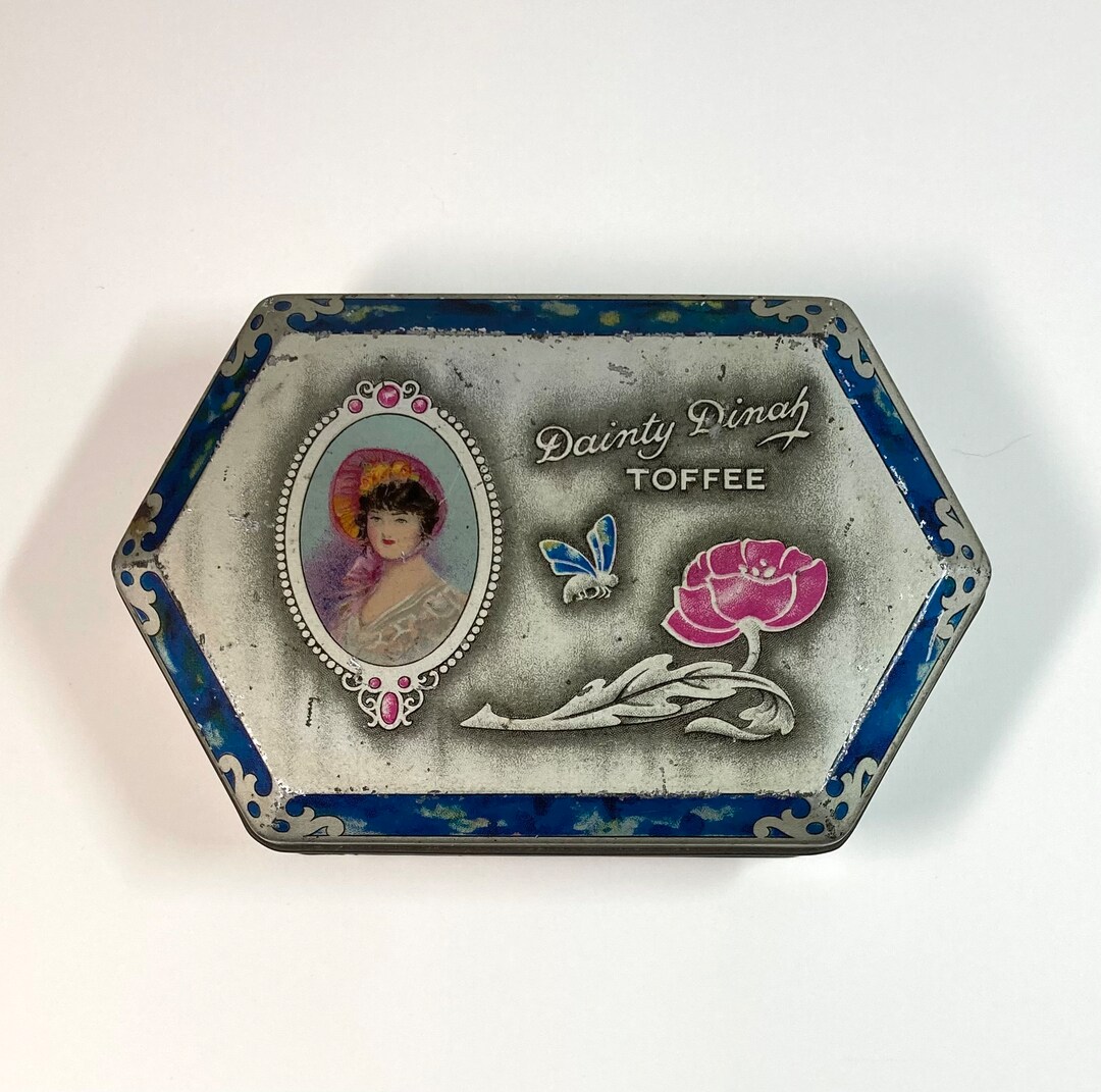 Vintage Dainty Dinah Tin With Blue Butterfly and Pink Flowers - Etsy