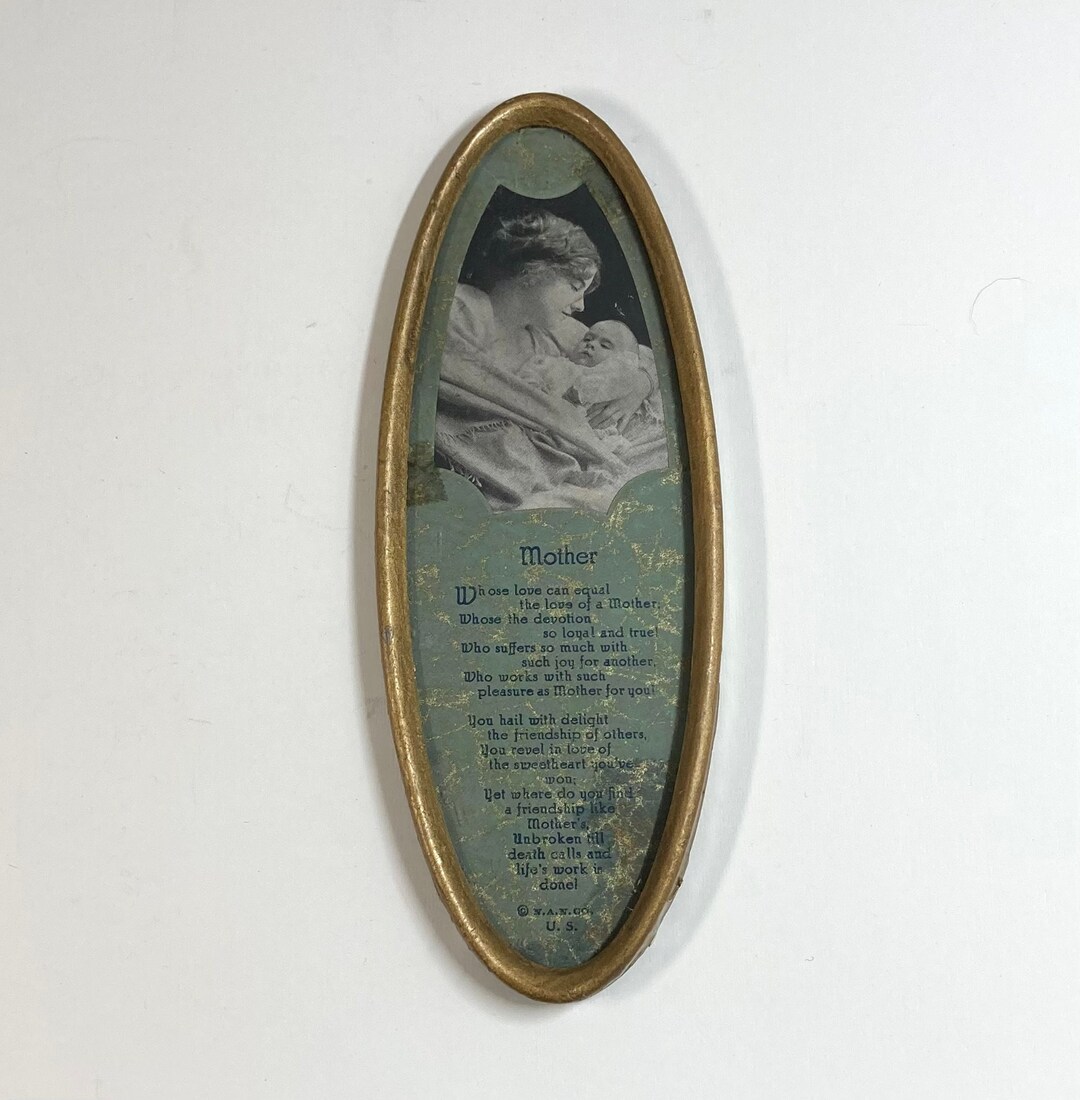 Vintage Oval Frame With Poem Titled Mother and a Photo of a - Etsy