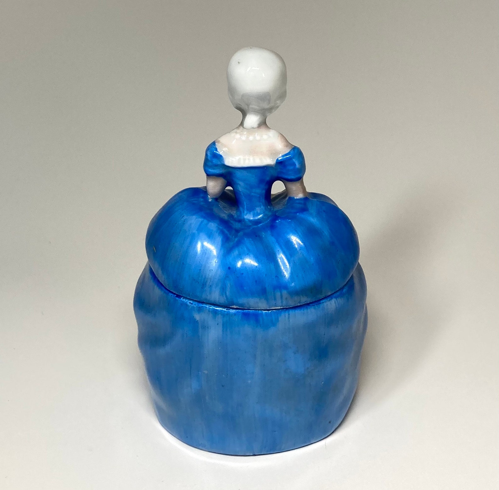 Vintage Figural Powder Jar, Girl in Blue Dress Powder Doll, Vintage ...