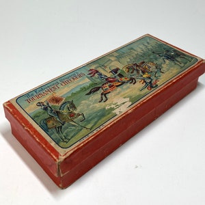 Vintage Box of Wooden Checkers, Vintage Box With Knight on Horseback ...