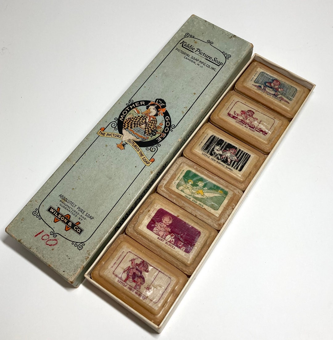 Vintage Box of Kiddie Picture Soap, Mother Goose Picture Soap, Nursery Rhymes Picture Soap - Etsy