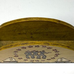 Vintage Handmade Pyrography Desk Organizer, Folk Art U.S. Navy Desk ...
