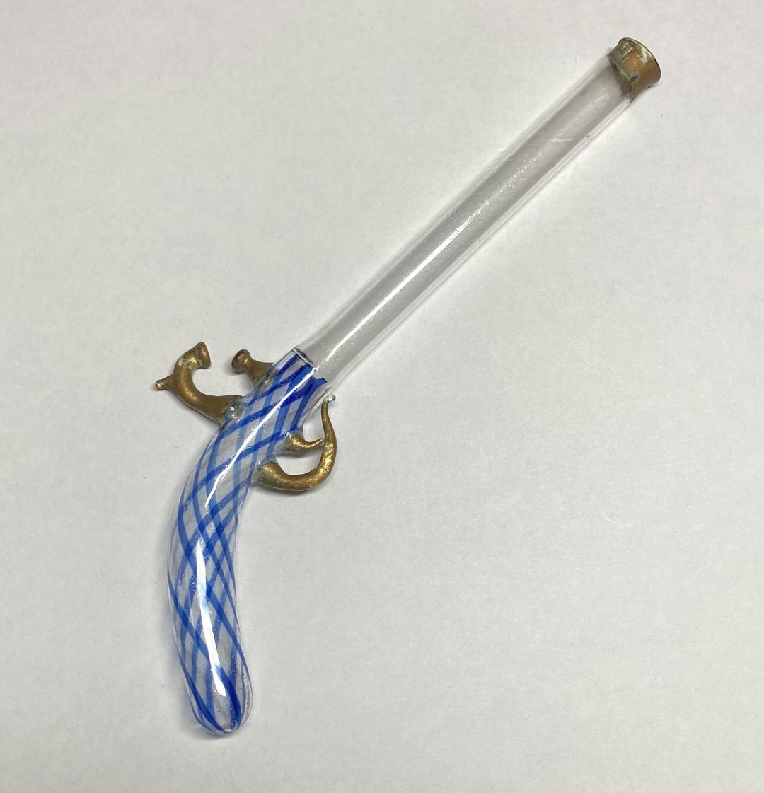 Vintage Glass Gun Perfume Bottle, Pistol Perfume Bottle, Blue Stripes ...