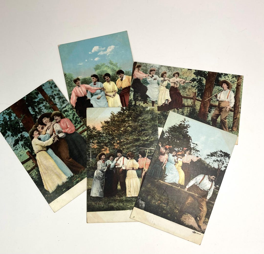 Set of Five Vintage Postcards That Tell a Story, I.P.C.N. and Co ...