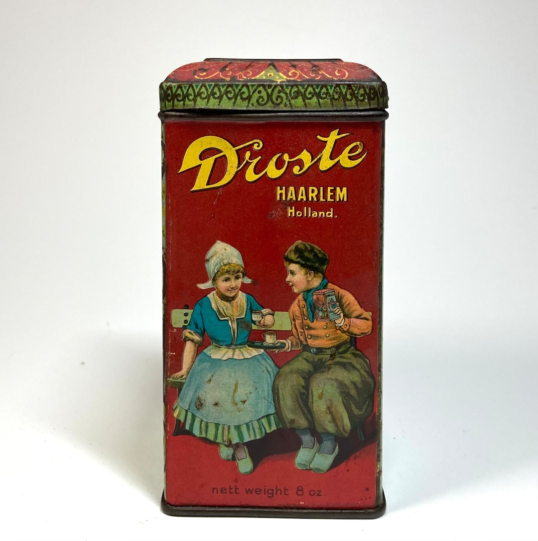 Vintage Droste Cocoa Tin, 8 Oz, Droste Tin With Dutch Boy and Girl ...