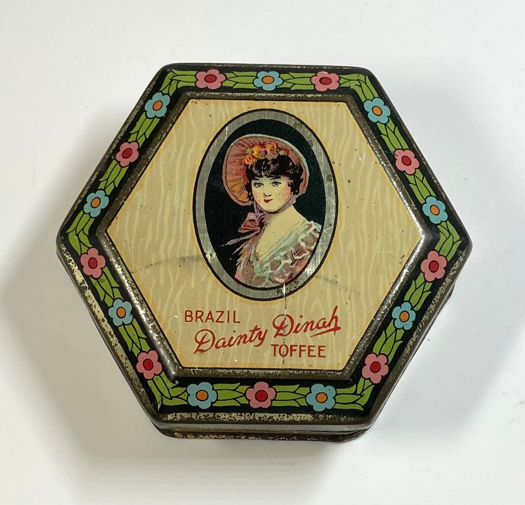 Vintage Dainty Dinah Toffee Tin Shaped Like a Hexagon, Vintage Candy ...