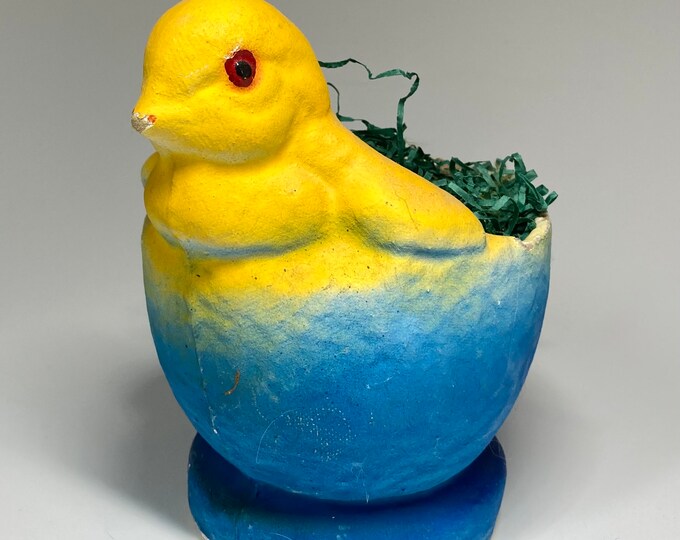 Vintage Paper Mache Chick in Egg Candy Container - Etsy