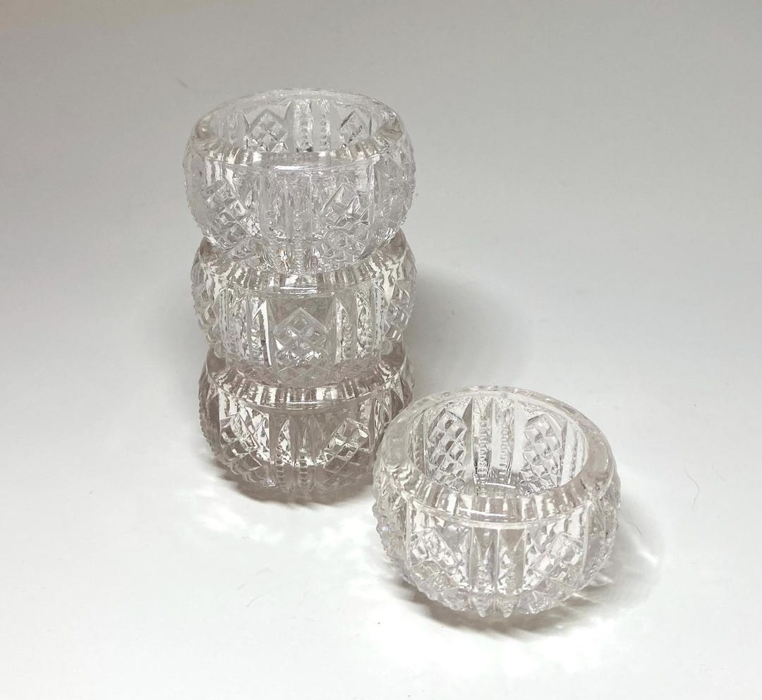 Set of Four Vintage Pressed Glass Salt Cellars, Vintage Dining Clear ...