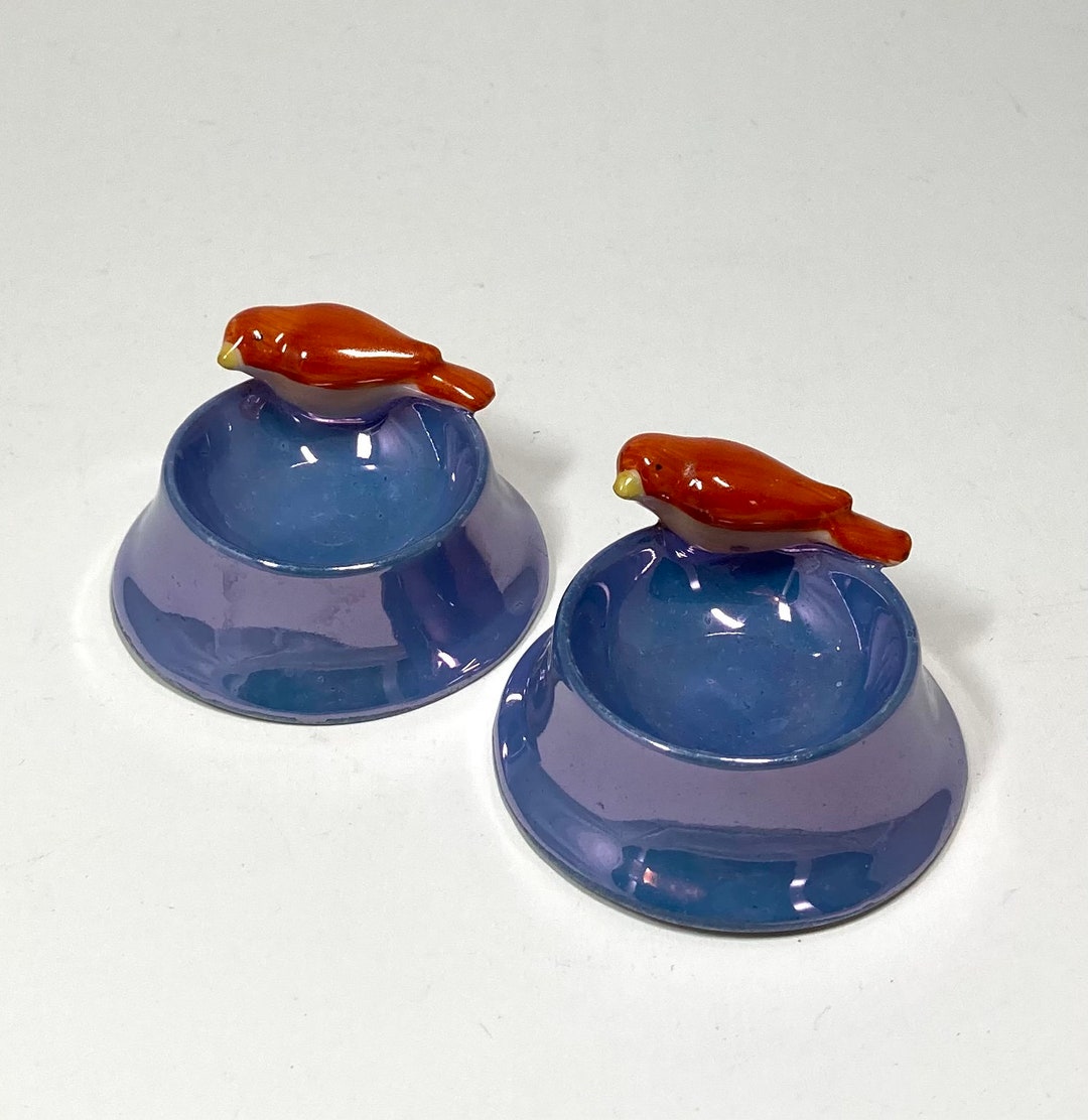 Two Vintage Noritake Orange Bird Salt Cellars in Blue Luster - Etsy