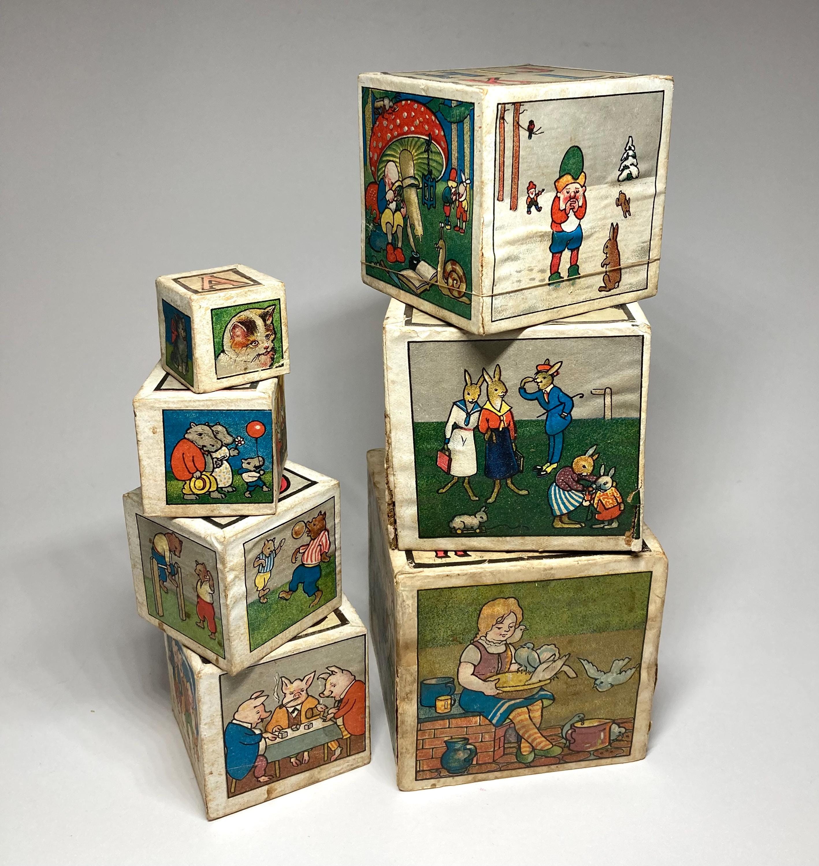 Vintage Set of Stacking Blocks Marked Germany, Alphabet Blocks With ...