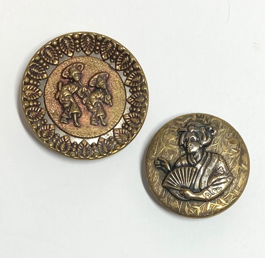 Two Large Vintage Picture Buttons, Characters From the Opera Mikado - Etsy
