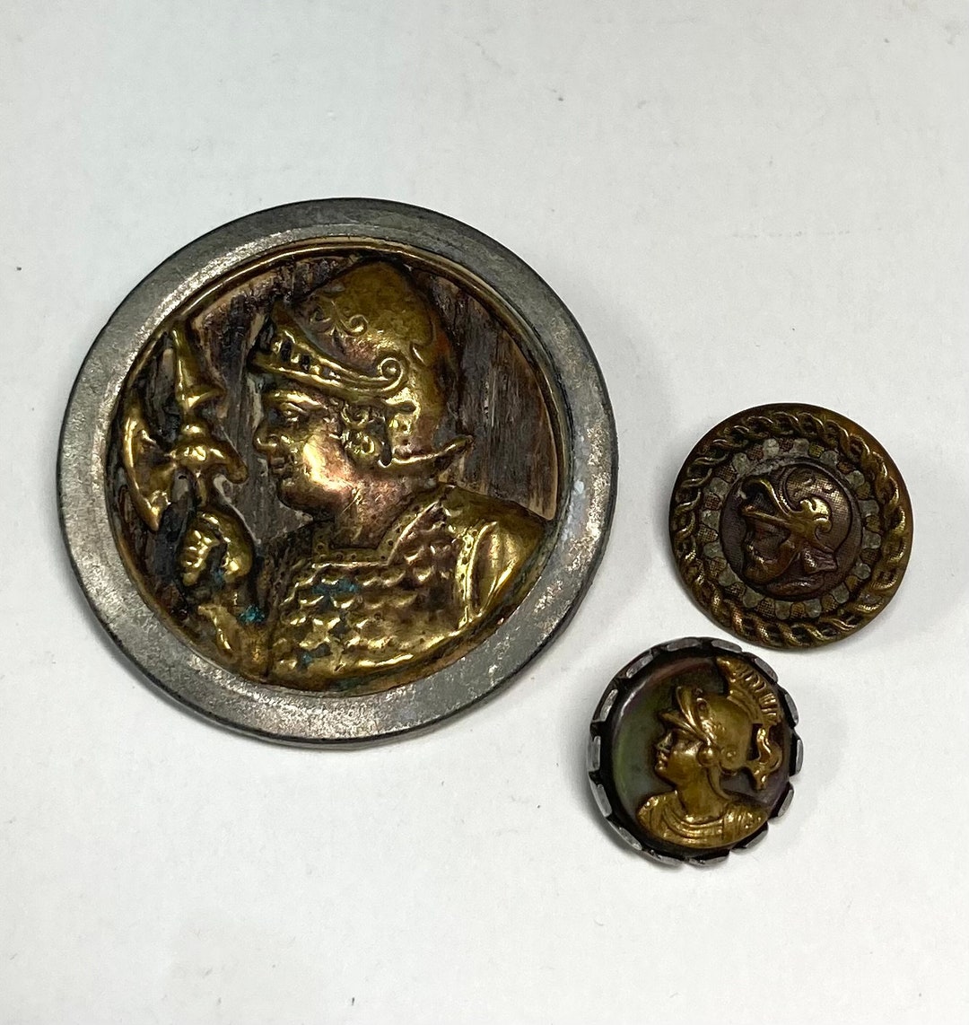 Vintage Buttons With Men Helmets, Victorian Picture Buttons - Etsy