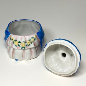 Vintage Figural Powder Jar, Girl in Blue Dress Powder Doll, Vintage ...