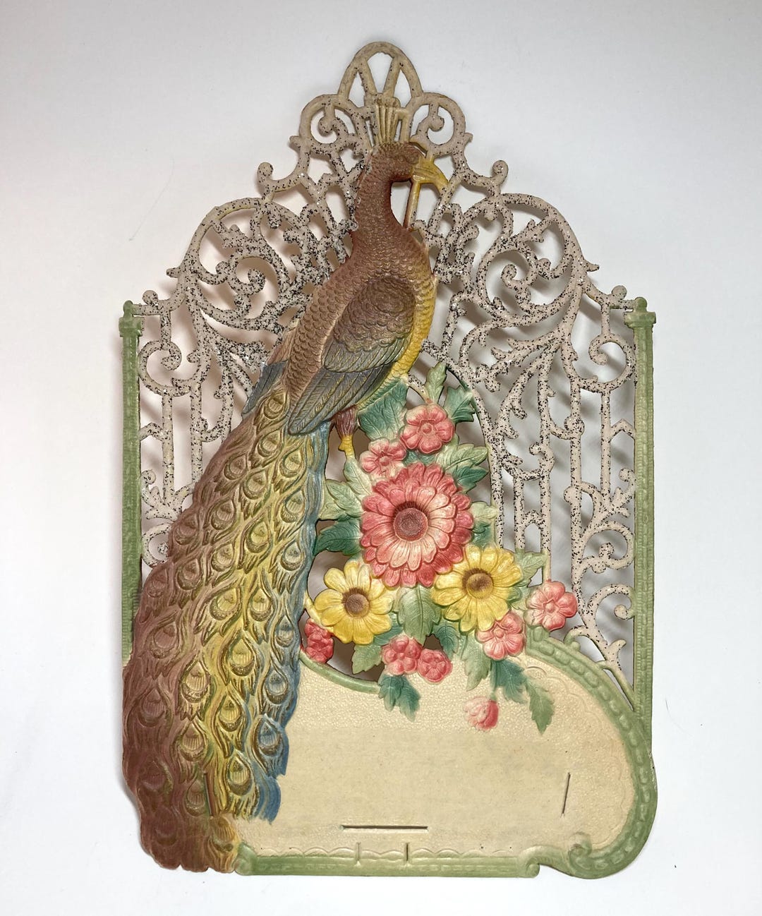 Vintage Embossed Die Cut Calendar Top With a Peacock Made in Western ...