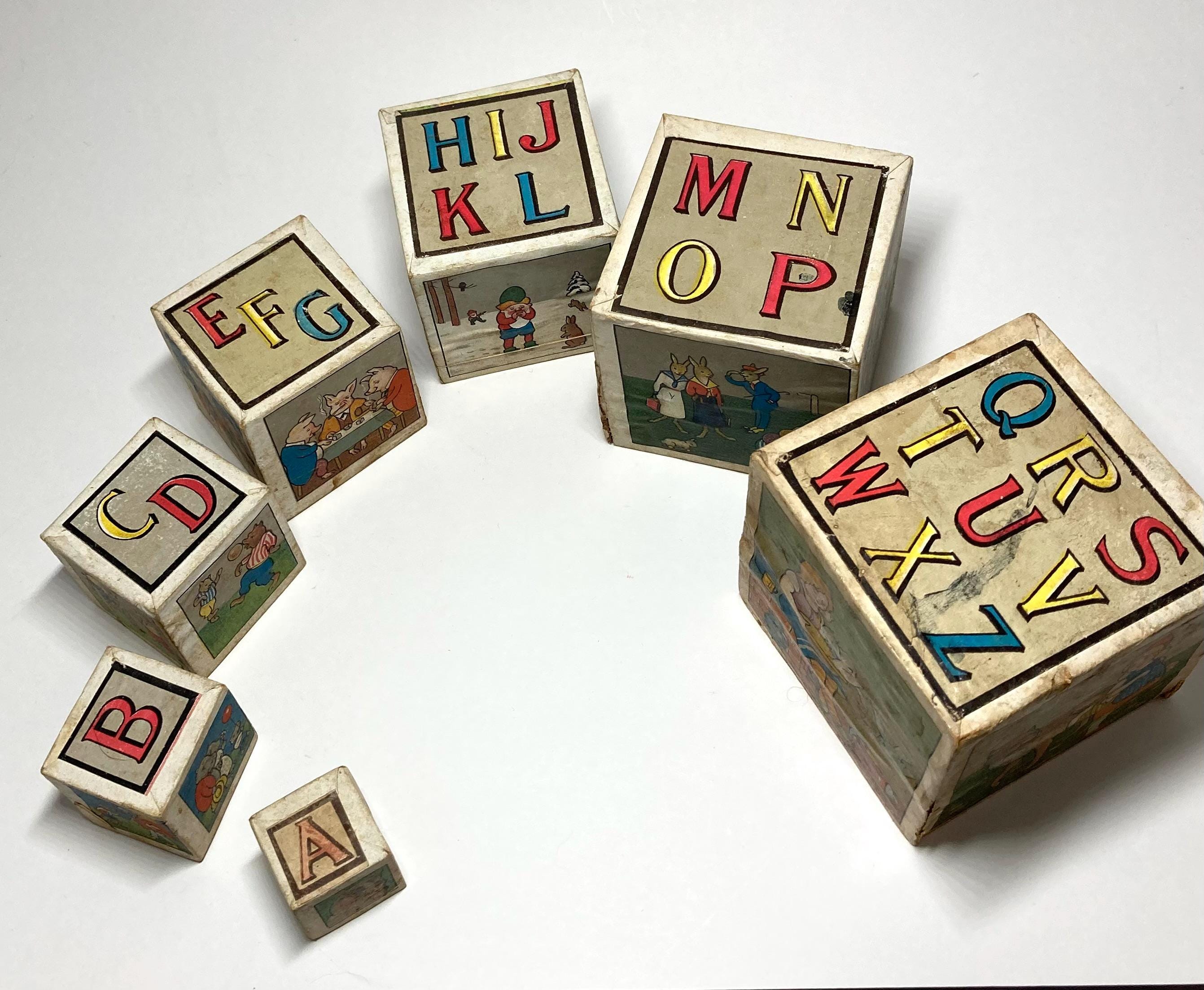Vintage Set of Stacking Blocks Marked Germany, Alphabet Blocks With ...