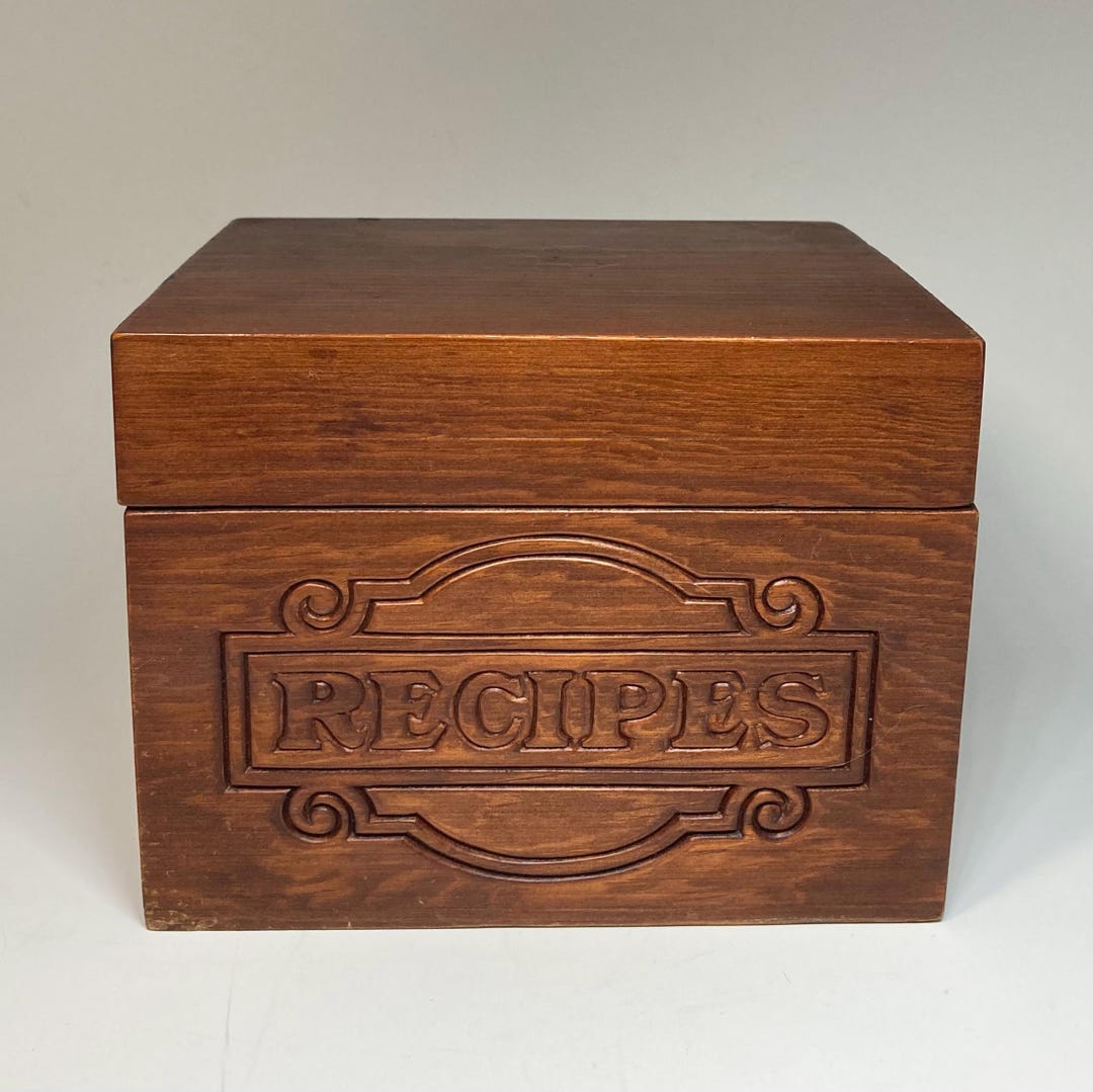 Vintage Recipe Box From the 70s, Wooden Recipe Box Marked Recipes on ...
