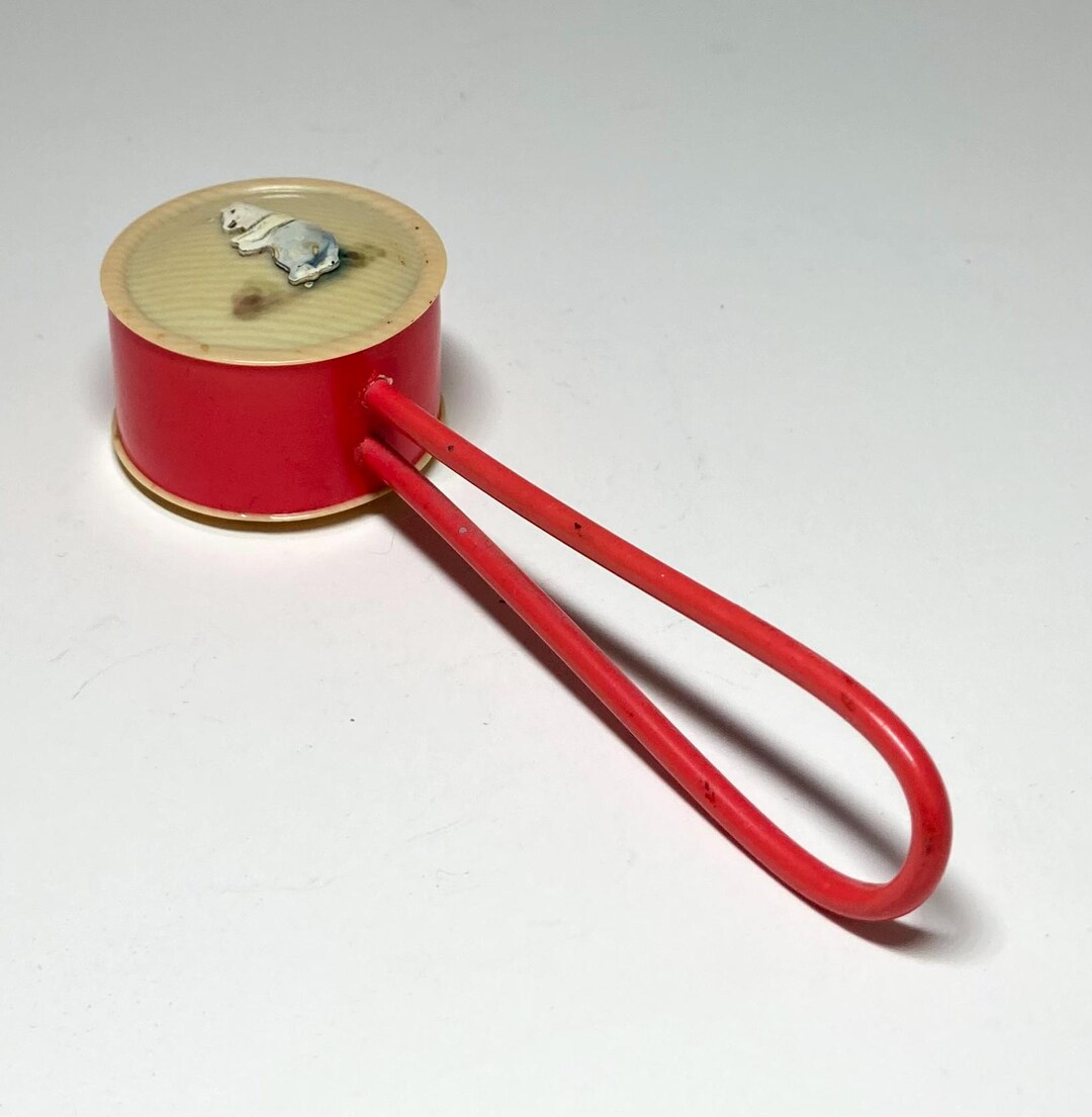 Vintage Baby Rattle With a Bear, Vintage Celluloid Baby Rattle - Etsy