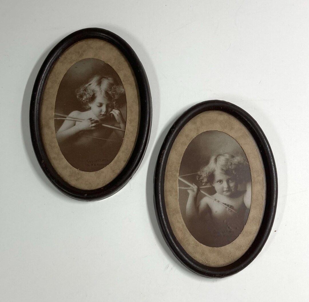 Pair of Vintage Awake and Cupid Asleep Framed Art Prints - Etsy