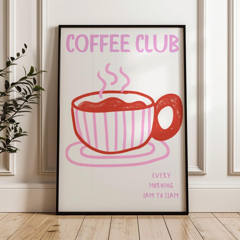 Printable Coffee Club Art, Modern Coffee Poster, Digital Download ...