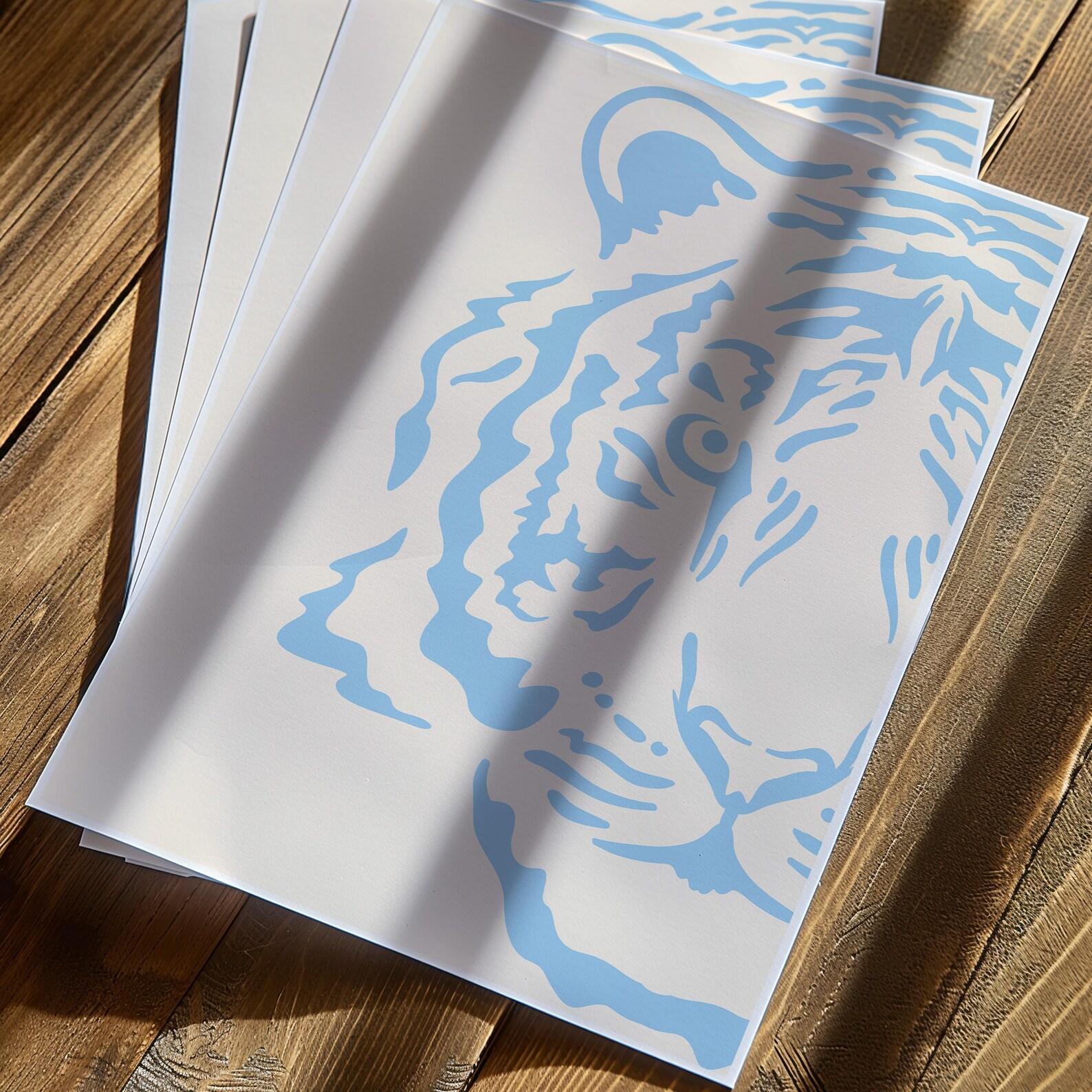 Light Blue Tiger Wall Art, Preppy Printable Tigers Dorm Room Poster ...
