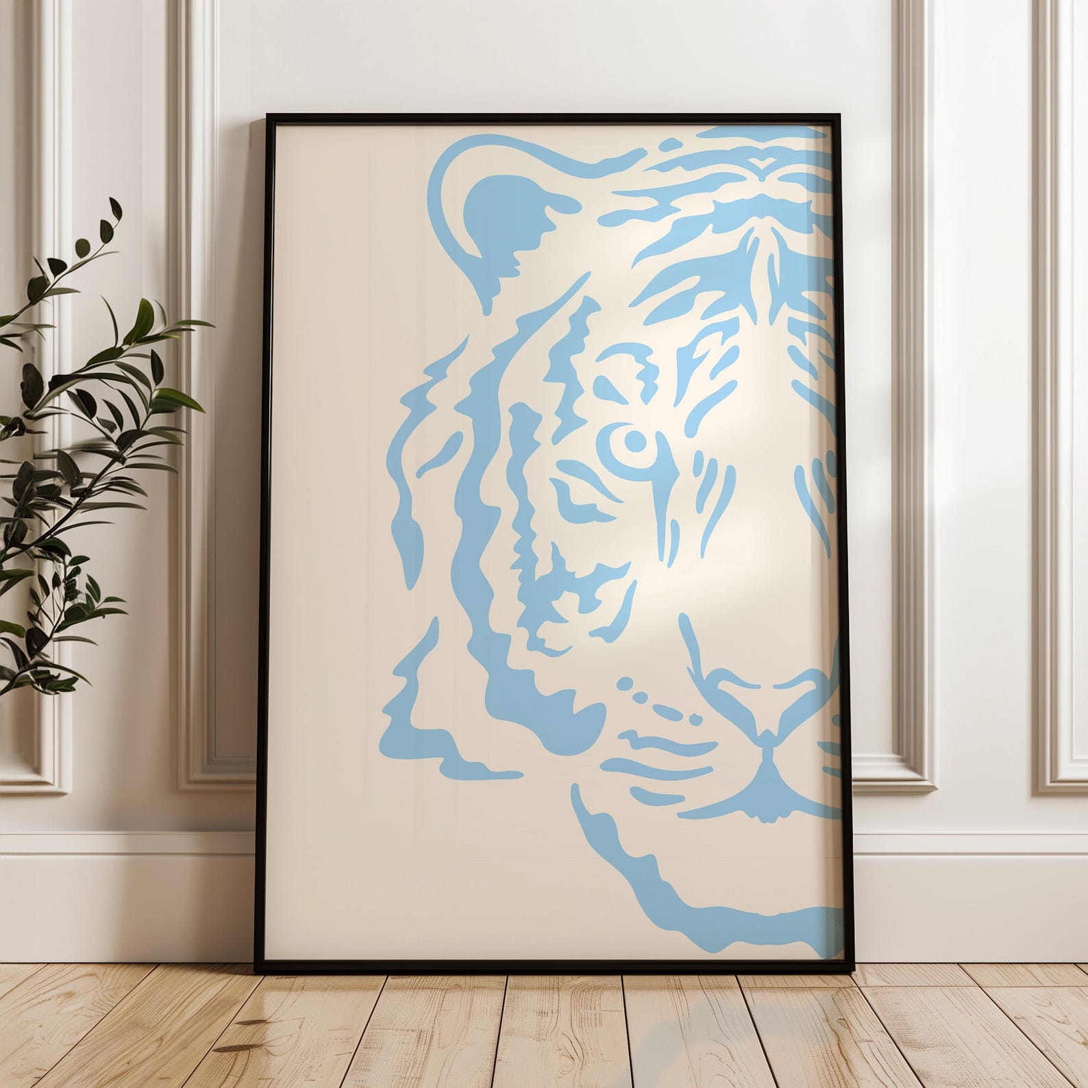 Light Blue Tiger Wall Art, Preppy Printable Tigers Dorm Room Poster ...