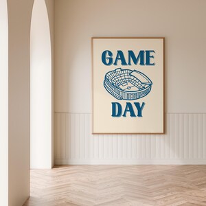 Blue College Game Day Wall Art, Preppy Printable Dorm Room Poster ...