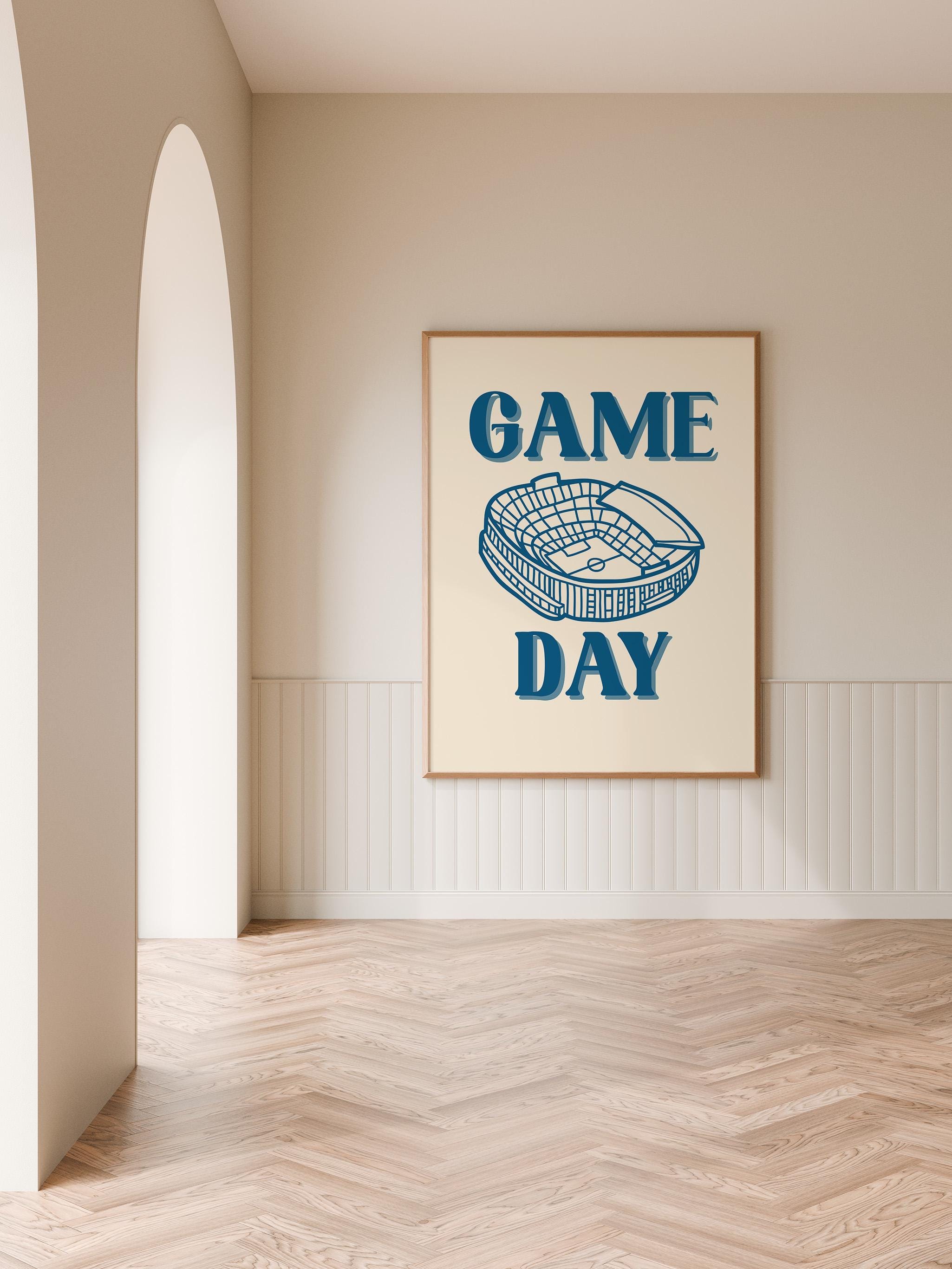 Blue College Game Day Wall Art, Preppy Printable Dorm Room Poster ...