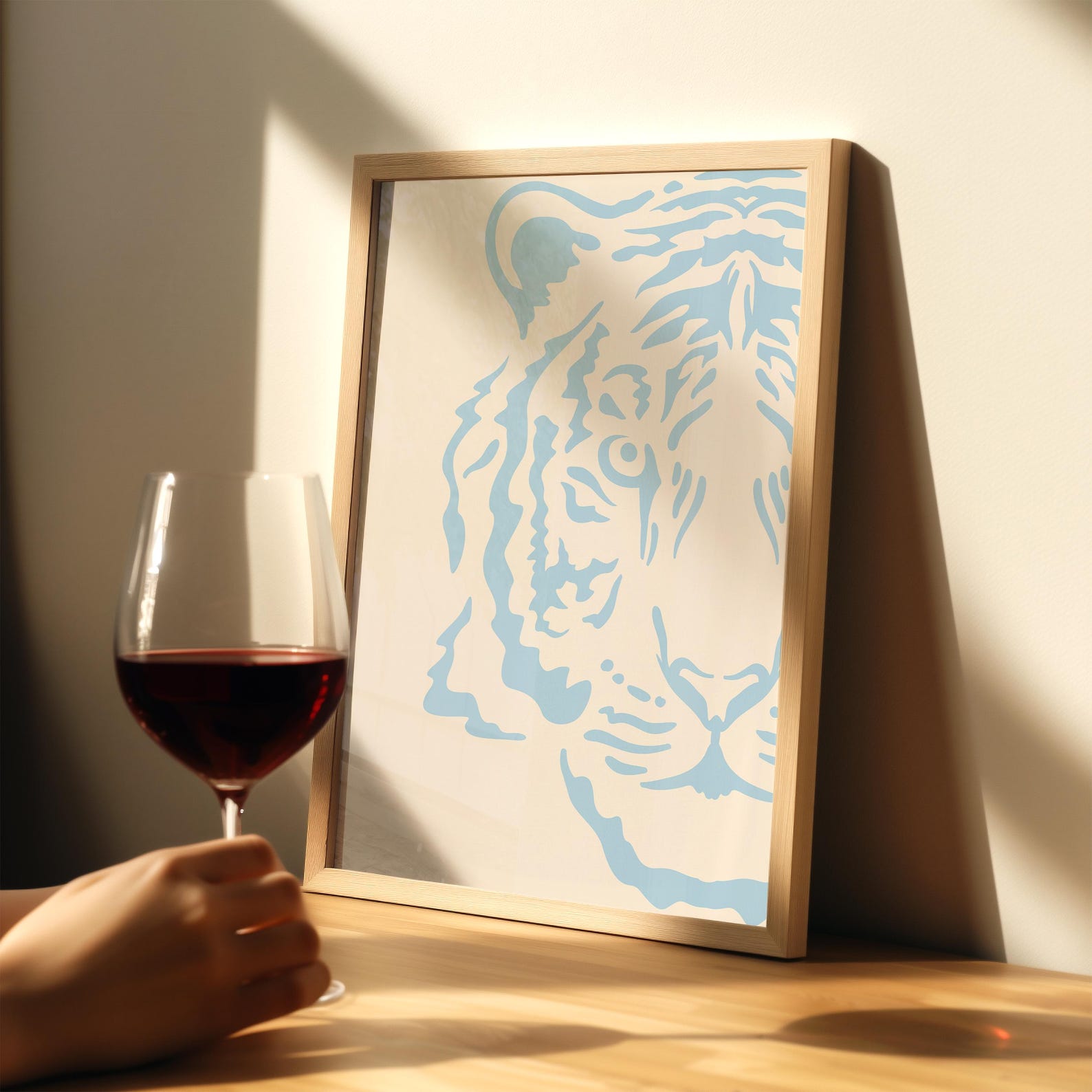 Light Blue Tiger Wall Art, Preppy Printable Tigers Dorm Room Poster ...