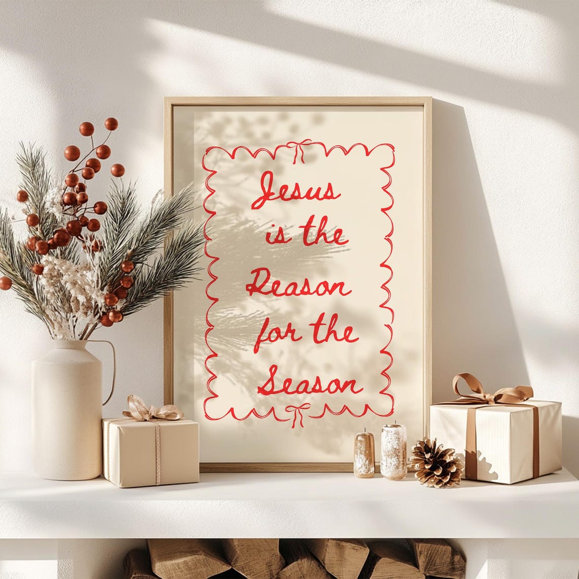 Christmas Christian Wall Art, Jesus is the Reason Printable Poster ...