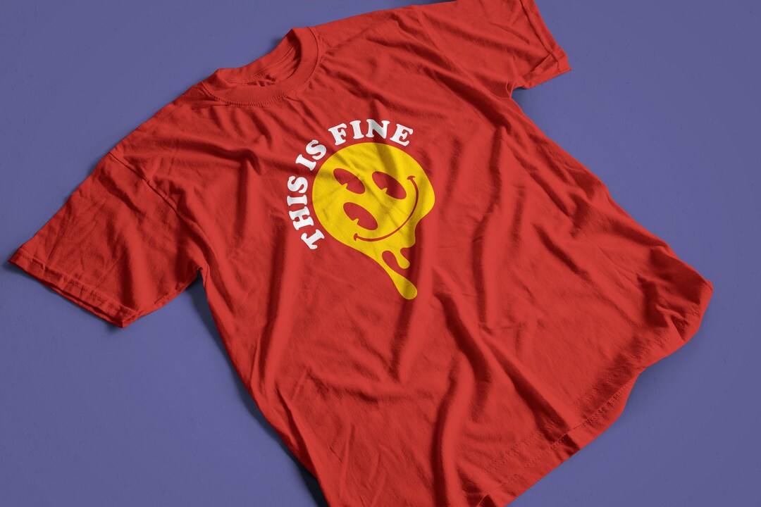 Youth Shirt - THIS IS FINE Alien Melting Smiley Face - Funny ...