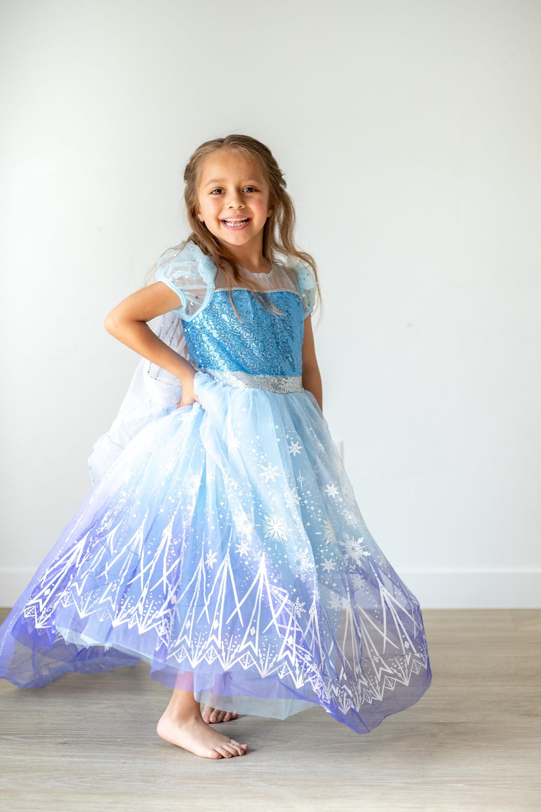 Elsa Inspired Princess Dress, Blue Winter Princess Dress Up, Winter ...