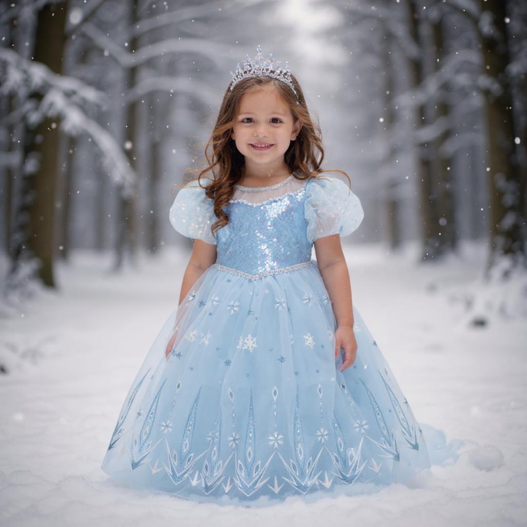 Elsa Inspired Princess Dress, Blue Winter Princess Dress Up, Winter ...