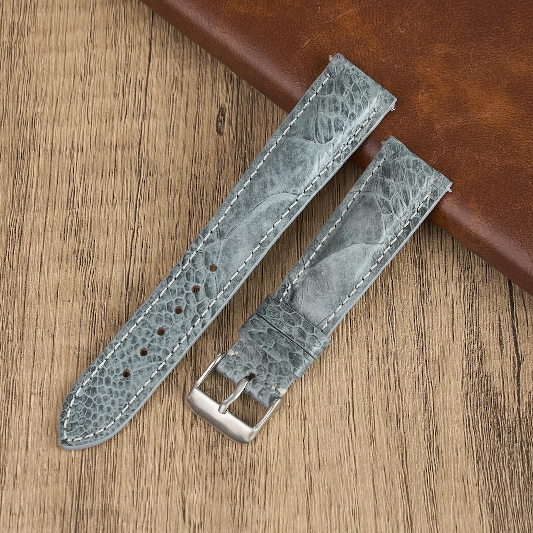 Custom Grey Ostrich Leg Skin Leather Watch Strap Band 12mm 14mm 16mm ...