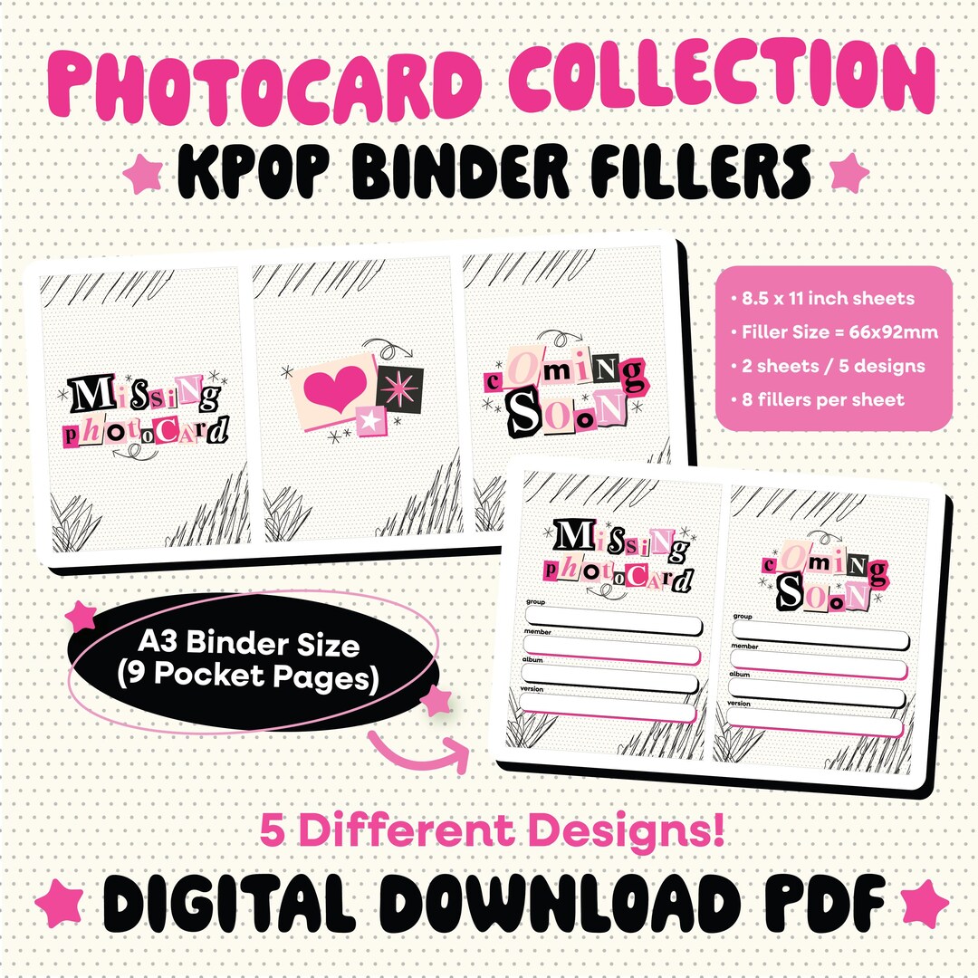 PRINTABLE ~ Kpop Photocard Binder Inserts / Fillers [A3 SIZE] - Etsy