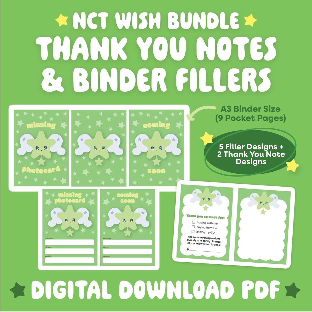 PRINTABLE ~ NCT Wish Kpop Mail Thank You Notes + A3 Binder Fillers ...
