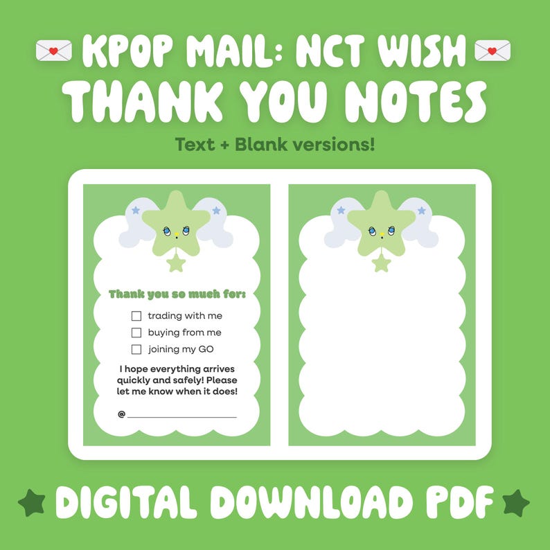 PRINTABLE ~ NCT Wish Kpop Mail Thank You Notes + A5 Binder Fillers ...