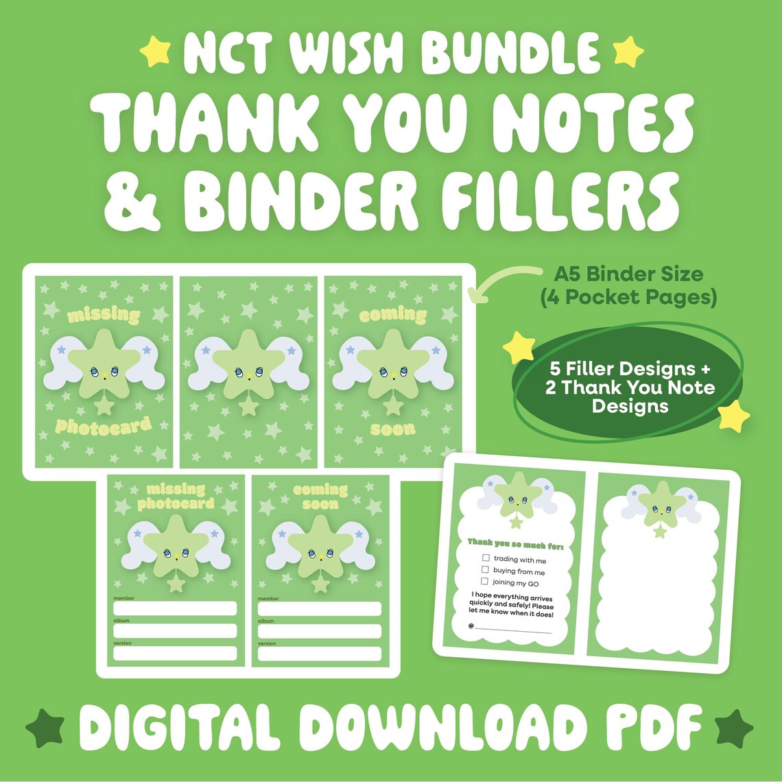 PRINTABLE ~ NCT Wish Kpop Mail Thank You Notes + A5 Binder Fillers ...