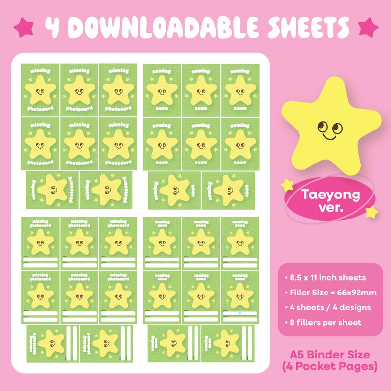 PRINTABLE ~ NCT 127 Starfish A5 Binder Fillers [taeyong Ver.] - Etsy