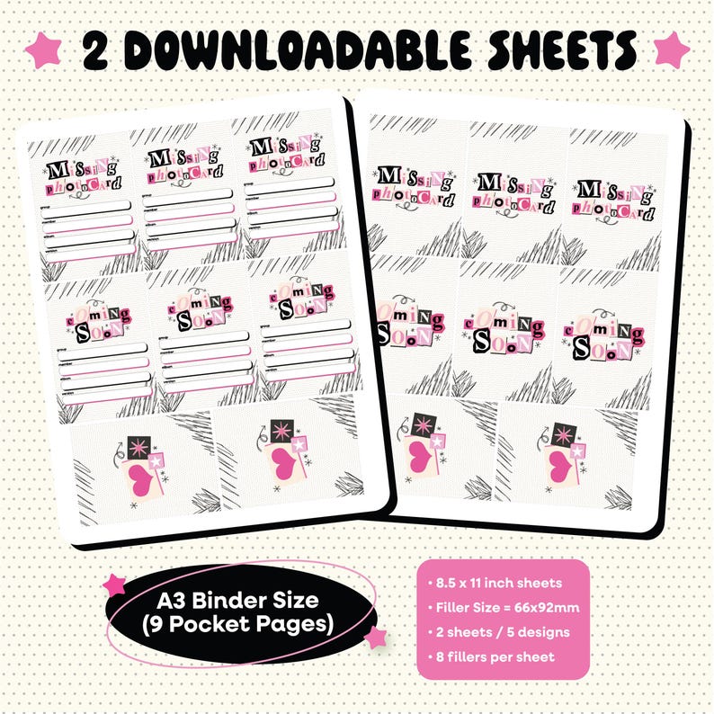 PRINTABLE ~ Kpop Photocard Binder Inserts / Fillers [A3 SIZE] - Etsy