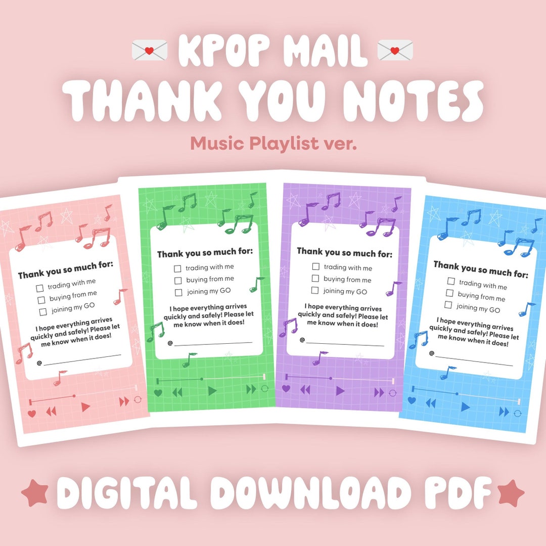 PRINTABLE ~ Kpop Photocard Trade/sale/gos Thank You Notes [music ...