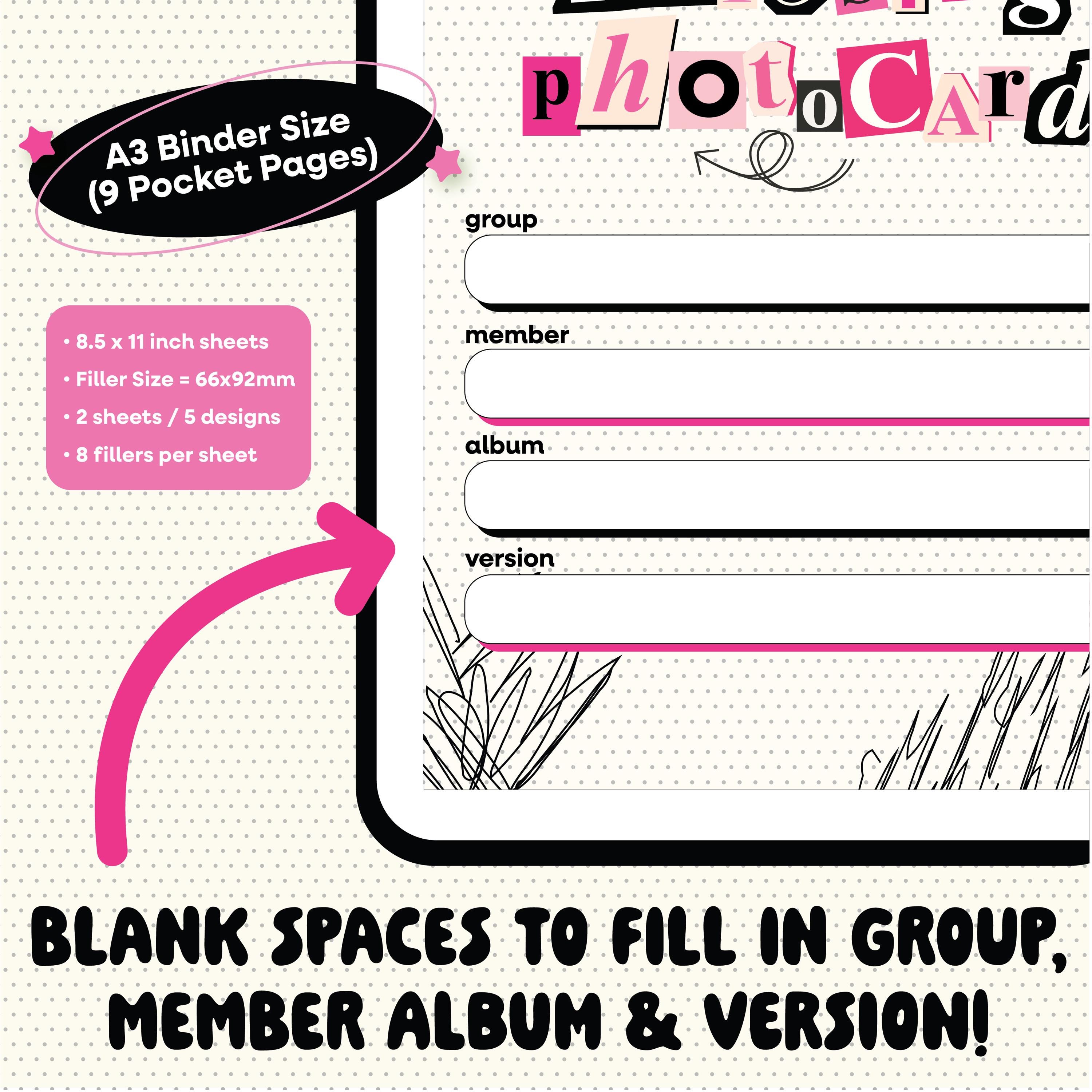 PRINTABLE ~ Kpop Photocard Binder Inserts / Fillers [A3 SIZE] - Etsy