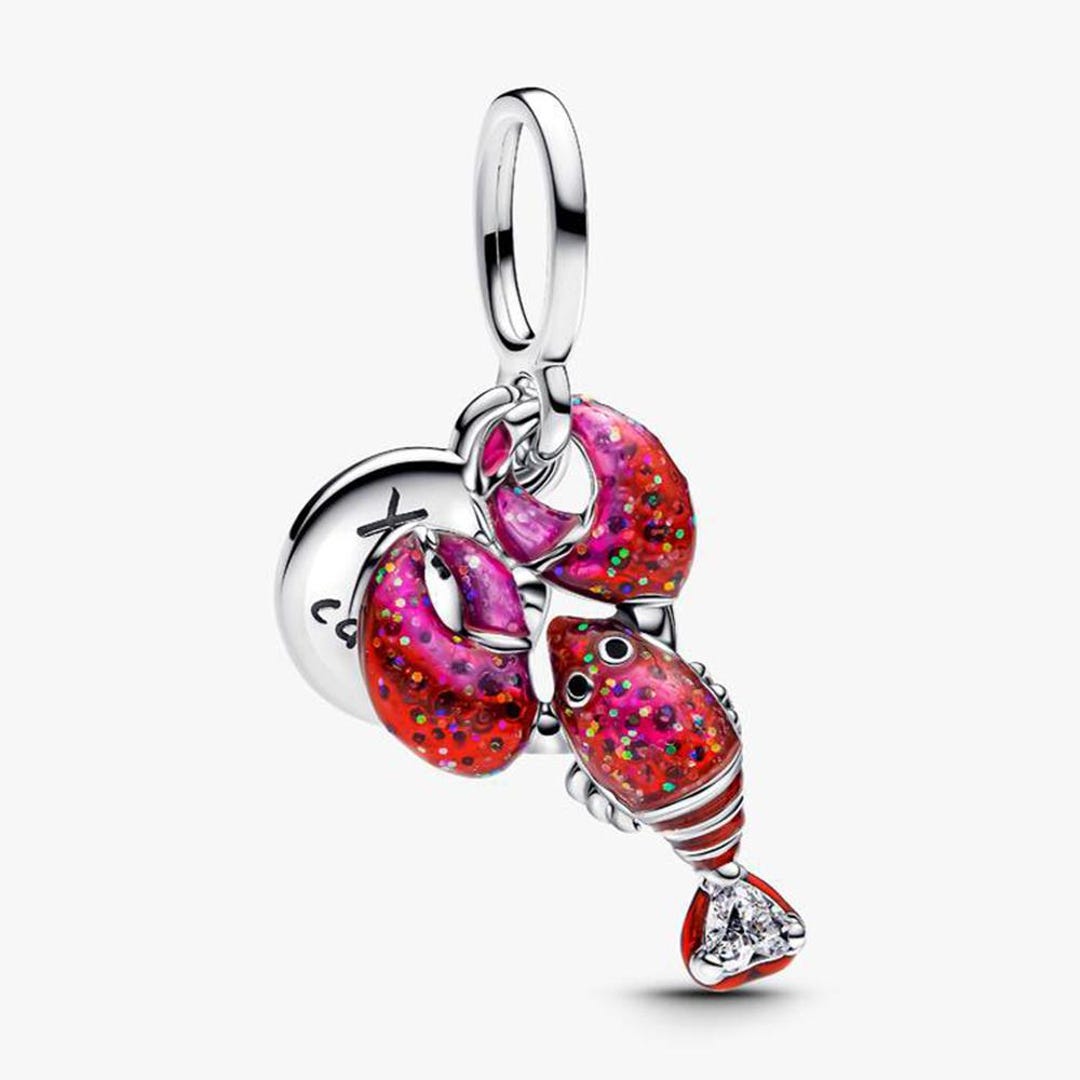 Pandora Red Lobster Dangle Charm Silver Pendant With Gift Pouch and ...