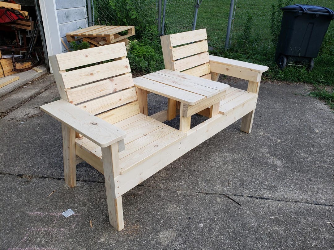 Double Bench With Table DIY Plan: Outdoor Seating (PDF Download) - Etsy