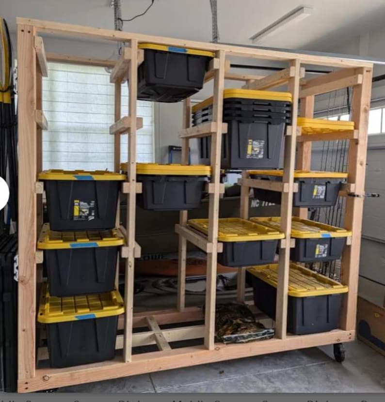 DIY Garage Tote Rack Plans: Bin Storage Organizer (PDF Download) - Etsy