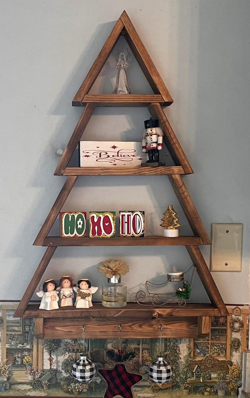 Christmas Tree Shelf Plans, Wooden Tree Wall Decor, Christmas Outdoor ...