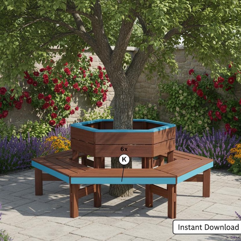 Wood Bench Tree - Etsy UK