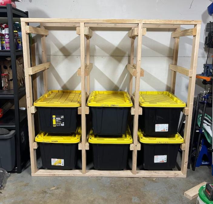 Tote Rack, Bin Storage Rack, Garage Shelves Plans, Garage Organizer ...