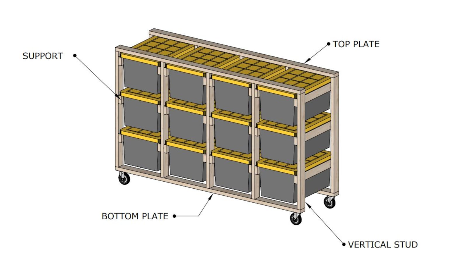 DIY Tote Storage Rack Plans: Garage & Basement Organizer (PDF Download ...
