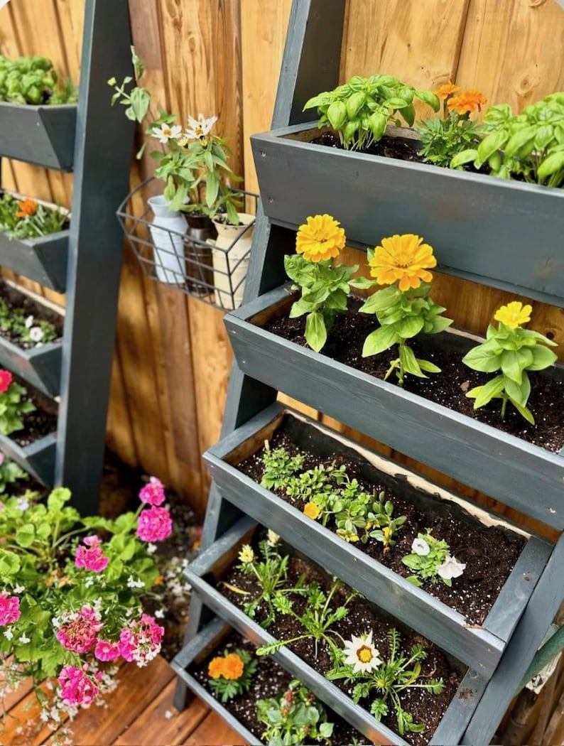 Tiered Ladder Planter Box DIY Plan: Vertical Garden (PDF Download) - Etsy
