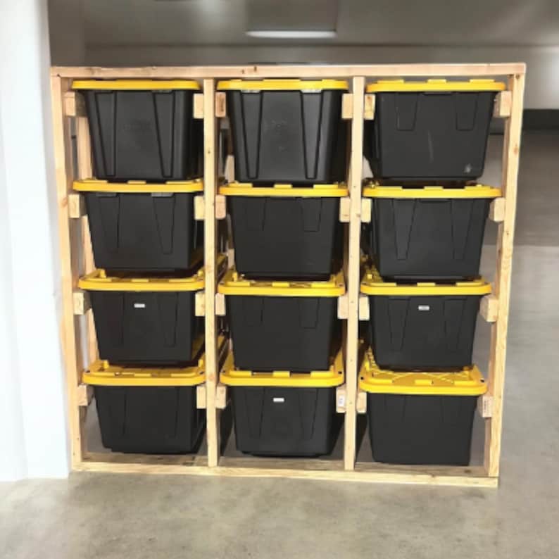 DIY Garage Tote Rack Plans: Bin Storage Organizer (PDF Download) - Etsy